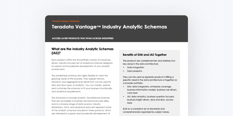 Vantage Industry Data Models Vantage Industry Data Models