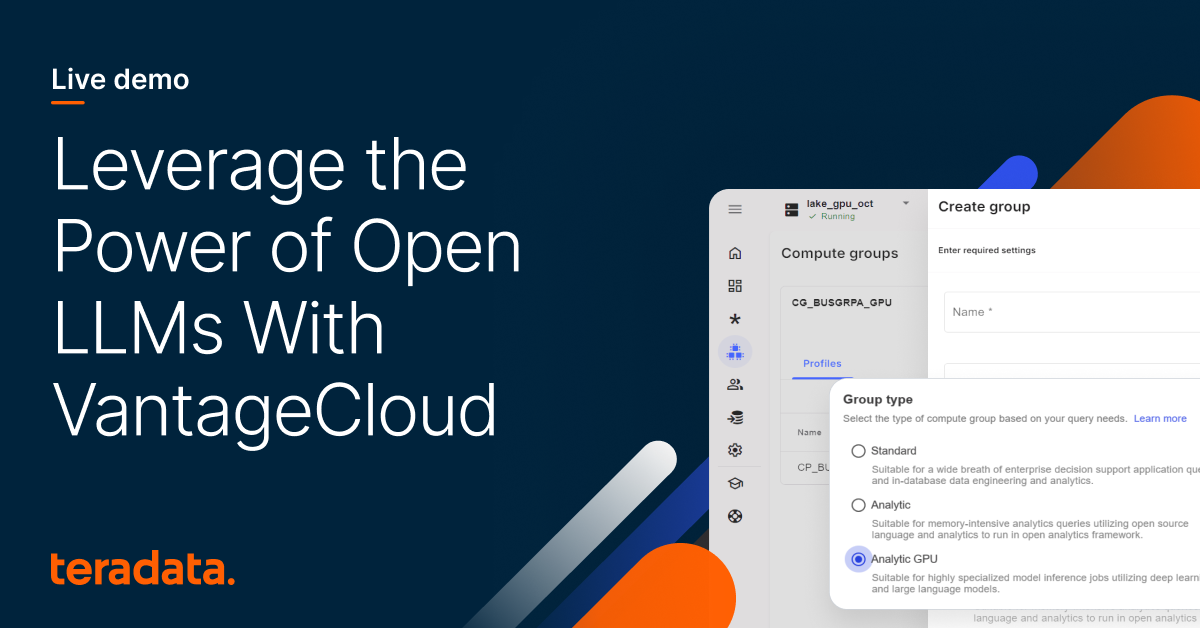 Leverage the Power of Open LLMs With VantageCloud | Teradata